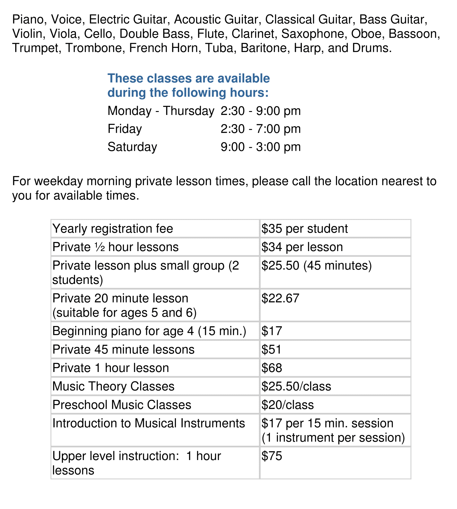 Music Lesson Fees – MUSIC LESSONS – Piano, Guitar, Violin – Westlake ...